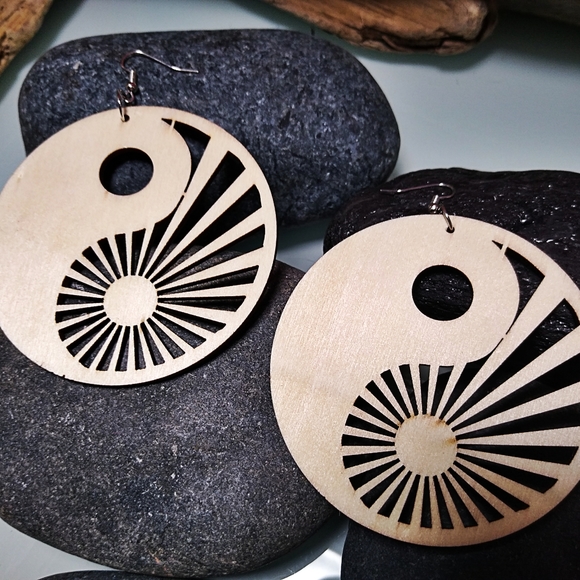 Jewelry | 22 3 Wooden Ying Yang Boho Earrings | Poshmark